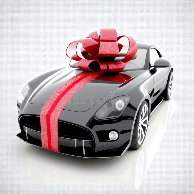 Beautiful Black Car Wrapped with Gift Ribbon. AI Generated Stock Image ...