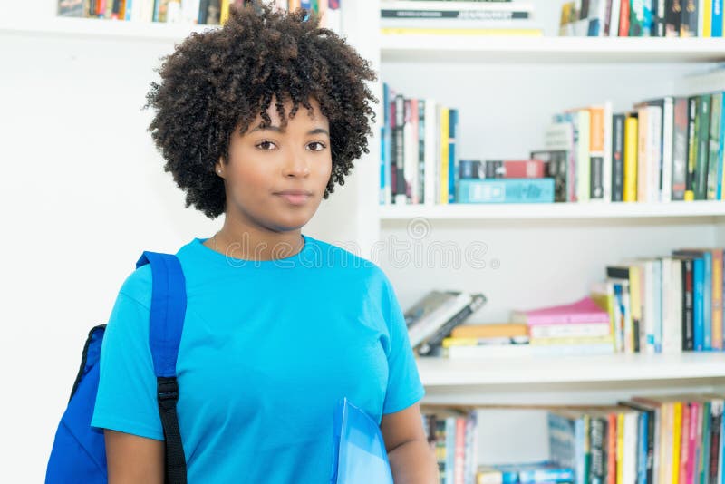 Beautiful Black Female Student with Backpack Stock Image - Image of ...