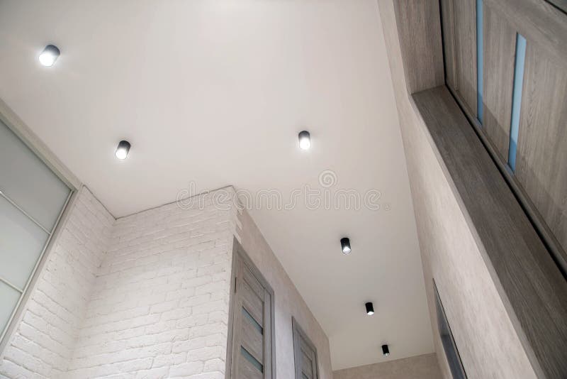 Beautiful Black LED Lights on the Ceiling. Modern Stretch Ceiling ...