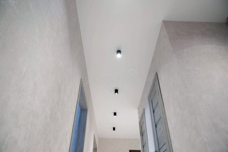 Beautiful Black LED Lights on the Ceiling. Modern Stretch Ceiling ...