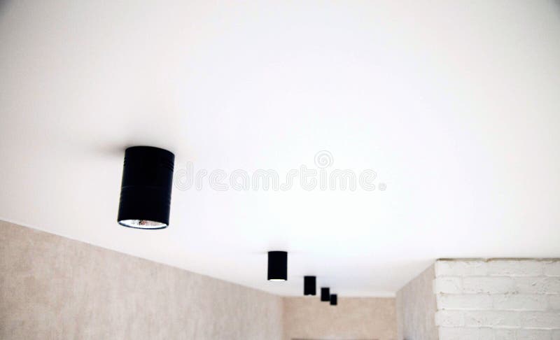 Beautiful Black LED Lights on the Ceiling. Modern Stretch Ceiling ...