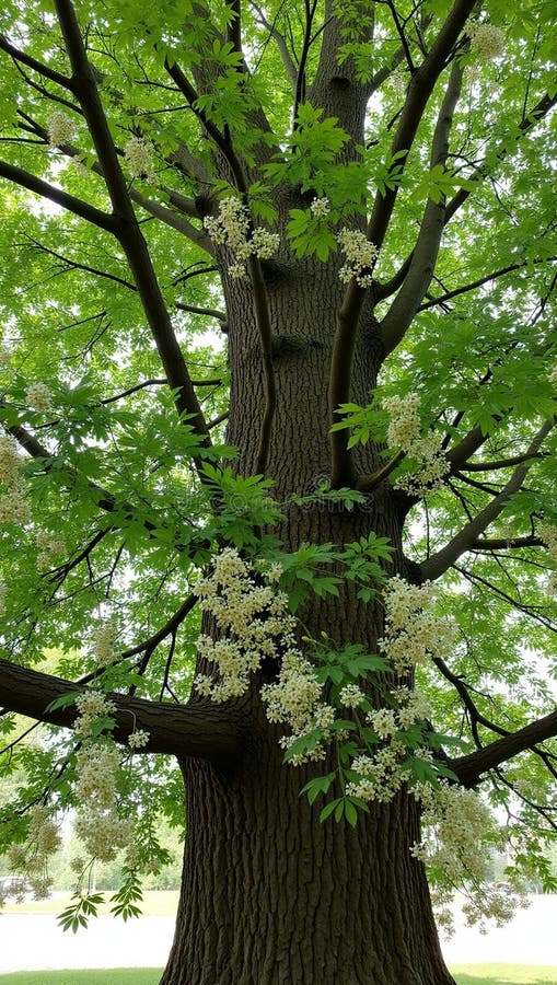 Beautiful Black Locust Tree with White Flowers and Small Oval Leaves ...