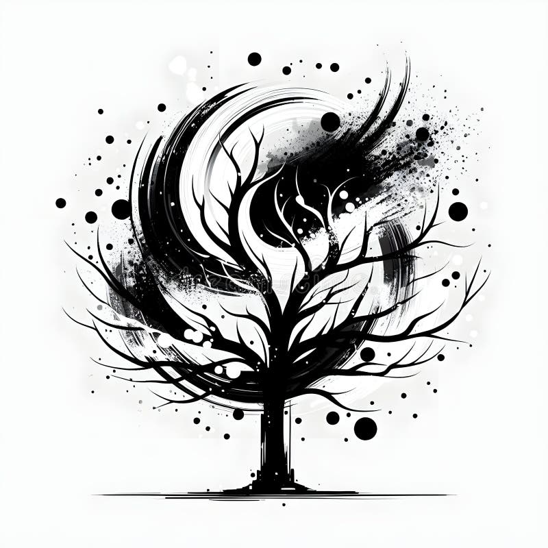 Beautiful Black tree stock illustration. Illustration of drawing ...