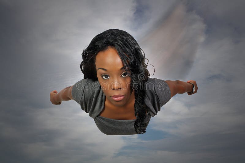 Beautiful Black Woman Flying Stock Image - Image of flying, adult: 24666219