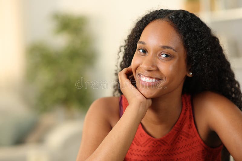 Beautiful Black Woman Smiling at Camera Stock Image - Image of girl ...