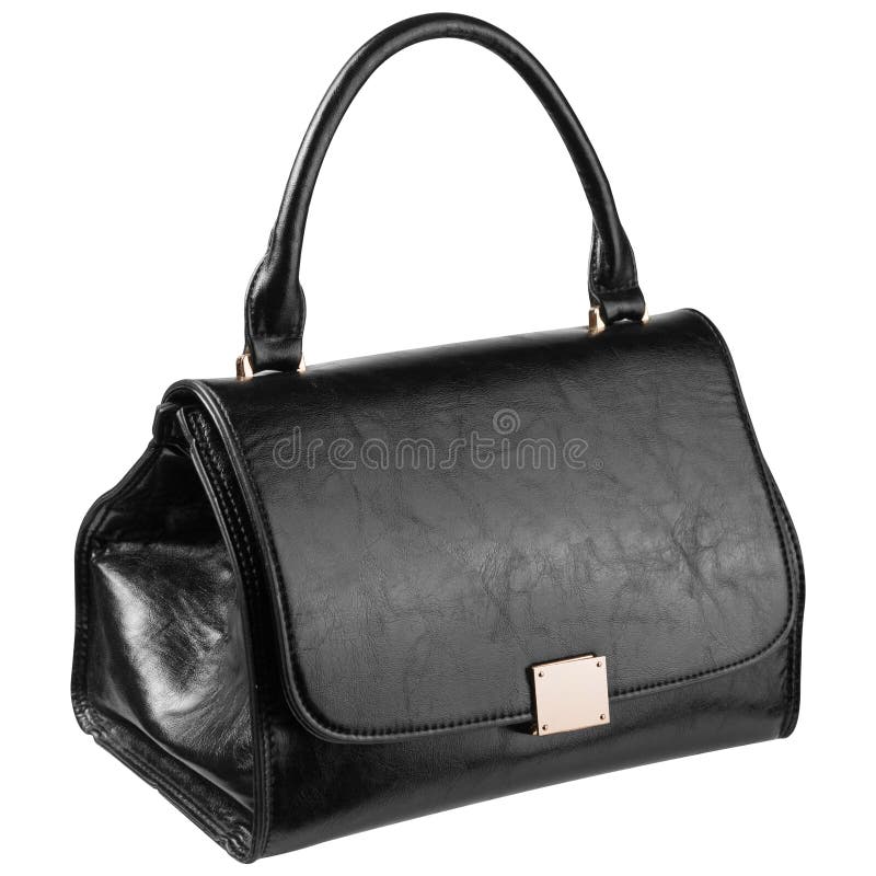Beautiful Black Womens Bag with a Gold Fastener and with a Long Handle ...