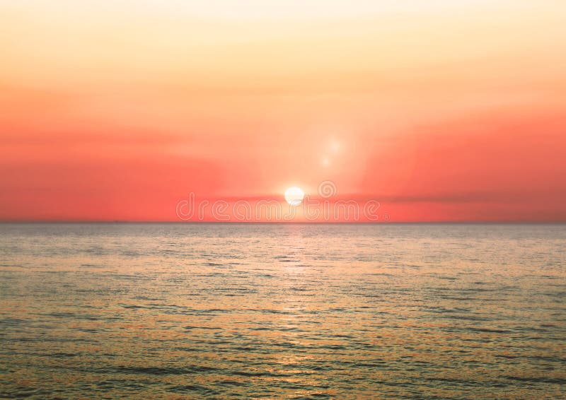 Beautiful Blazing Sunset Landscape on a Sea Stock Image - Image of ...