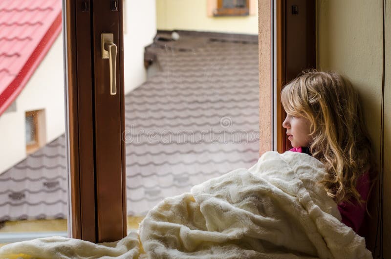 Triple Reflection of Child in the Mirror Stock Image - Image of ...