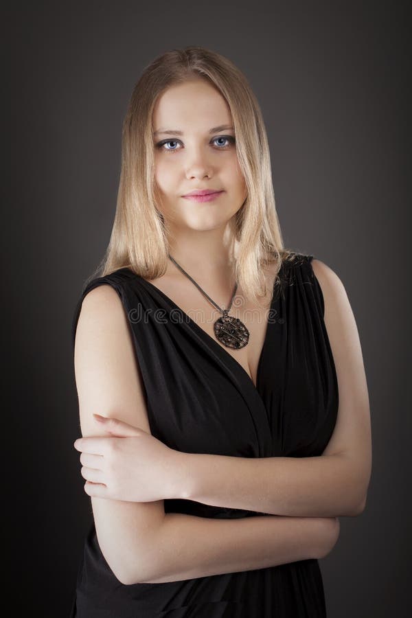 Beautiful Blond Girl Posing Studio Stock Image - Image of posing, style ...