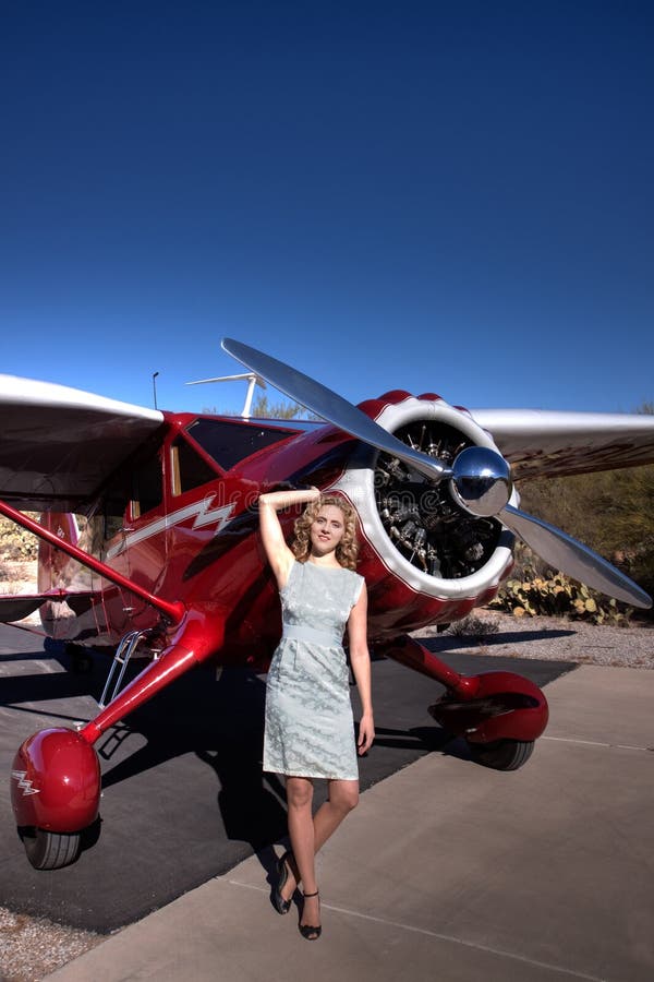 Beautiful Woman with Private Plane Stock Image - Image of airport ...