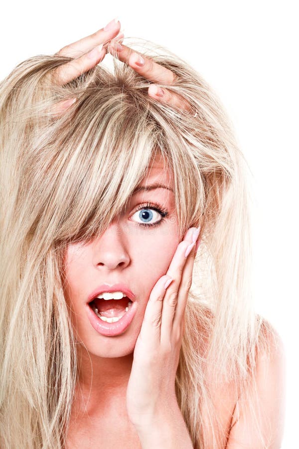 Beautiful Blond Woman Shocked Stock Image - Image of horrent, beauty ...