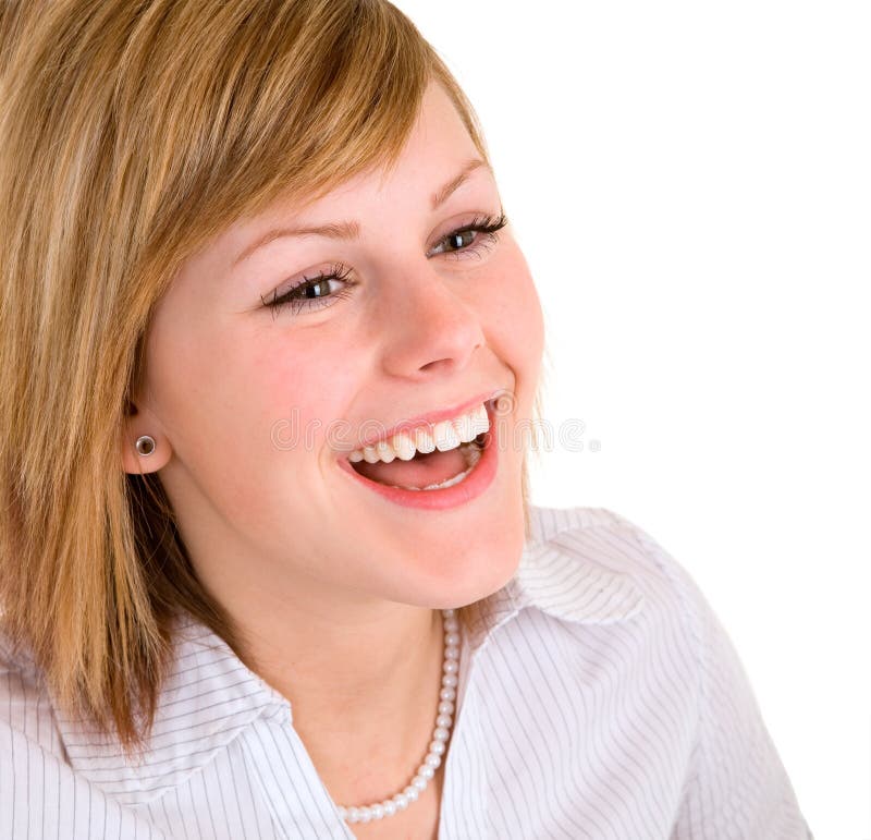Beautiful Blonde Girl Laughing Stock Image - Image of amusing ...