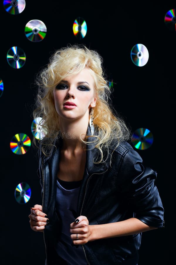 Beautiful Blonde Girl Rocker Stock Photo - Image of beauty, person ...