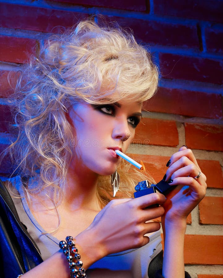 Beautiful Blonde Girl Smoking Stock Image - Image of lady, light: 16556393