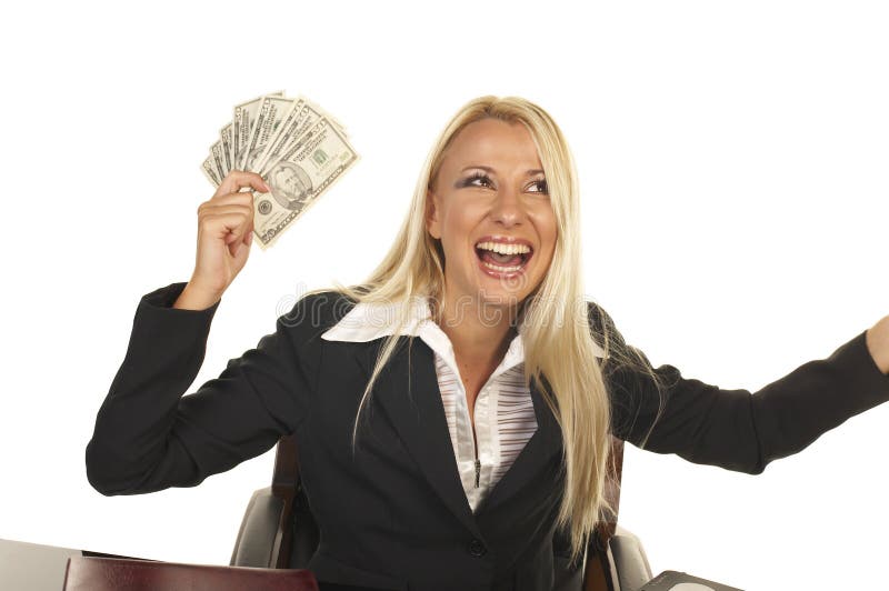 Beautiful Blonde Holding Money Stock Image - Image of broker, market ...