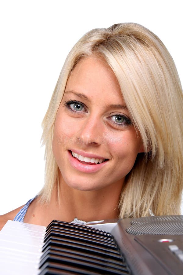 Beautiful Blonde Keyboard Player Stock Image - Image of beautiful ...