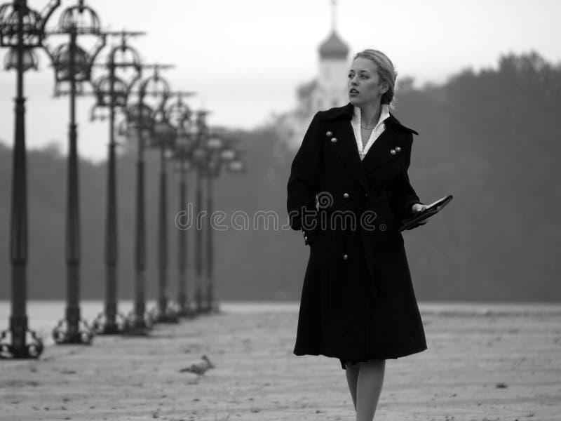 Beautiful Blonde on Promenade Stock Image - Image of beauty, fashion ...