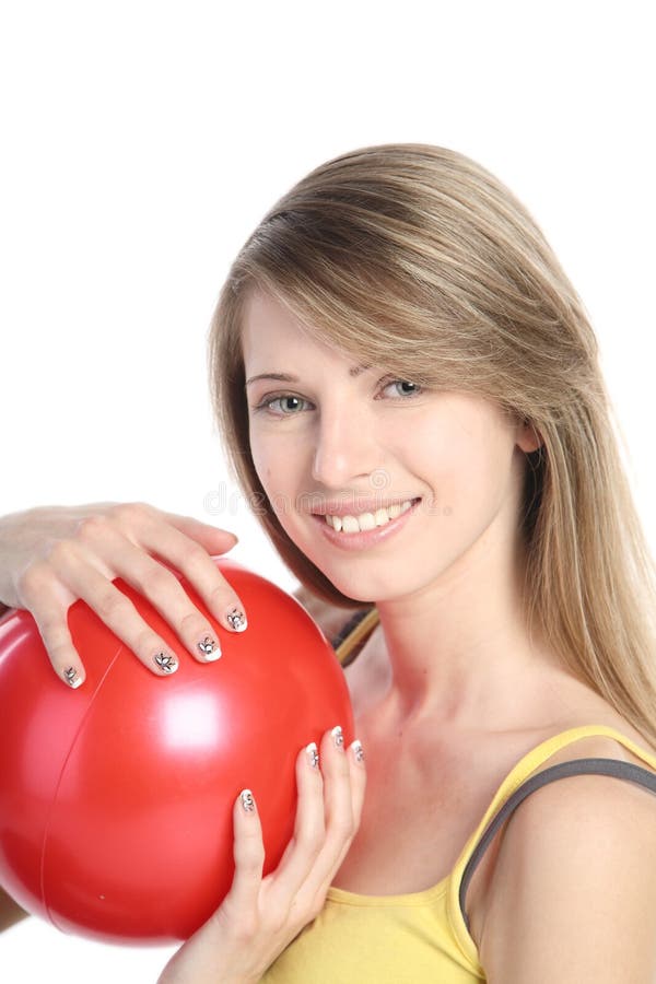 Beautiful Blonde with Red Ball. Stock Photo - Image of care, model ...