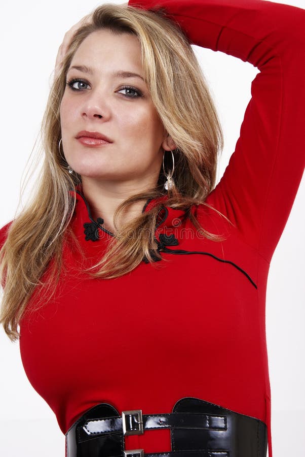 Authoritative Woman in Striped Shirt Stock Photo - Image of colour ...