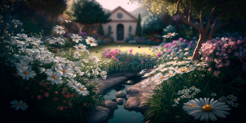 Beautiful Blooming Flowers in a Serene Garden Setting Generative AI ...