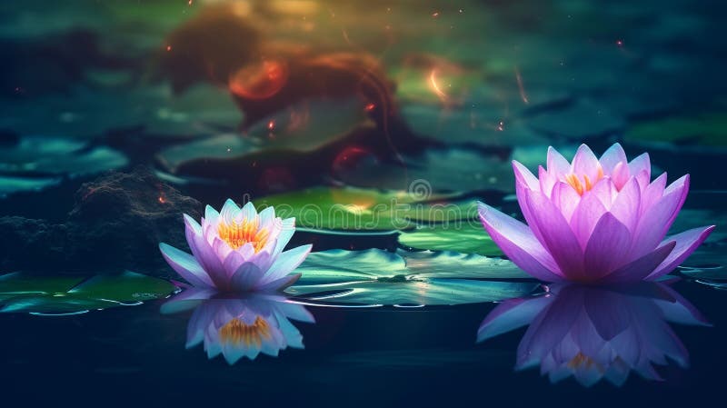 A Beautiful Blooming Pink Lotus Generative AI Stock Illustration ...