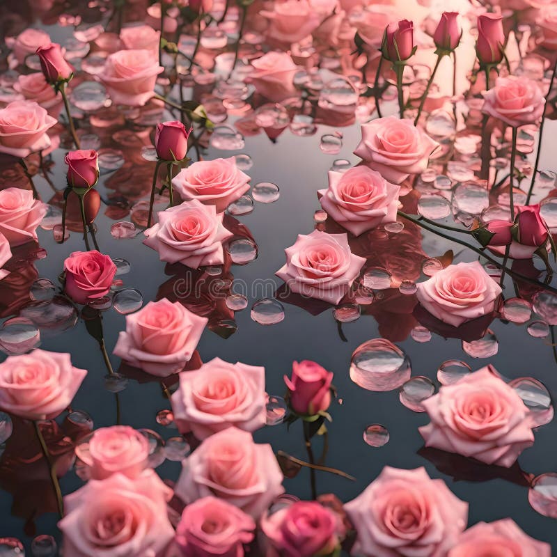 Beautiful Rose Sitting on Water - Ai Generated Image Stock Illustration ...