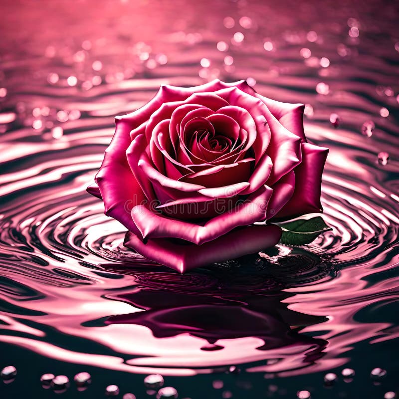 Beautiful Rose Sitting on Water - Ai Generated Image Stock Illustration ...