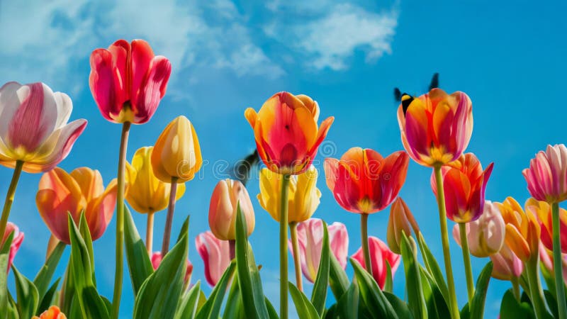 Beautiful tulips at spring stock footage. Video of pink - 358773232