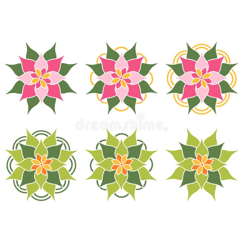 Beautiful Blossom Flower Nature Symbol Bundle Set Stock Vector ...