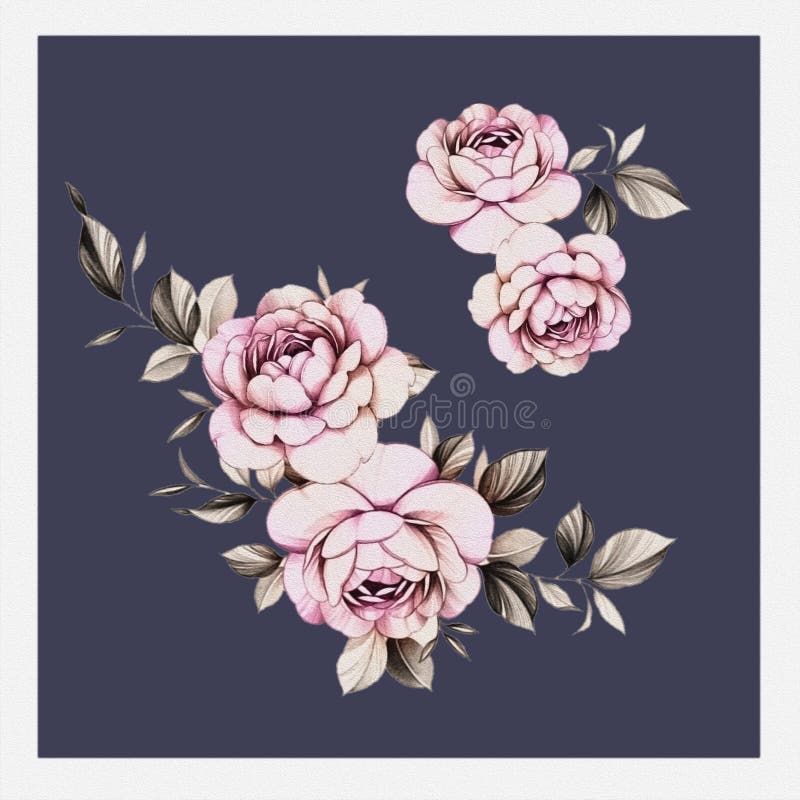 Beautiful Blossom Lilac Rose Flower Bunch Stock Illustration ...