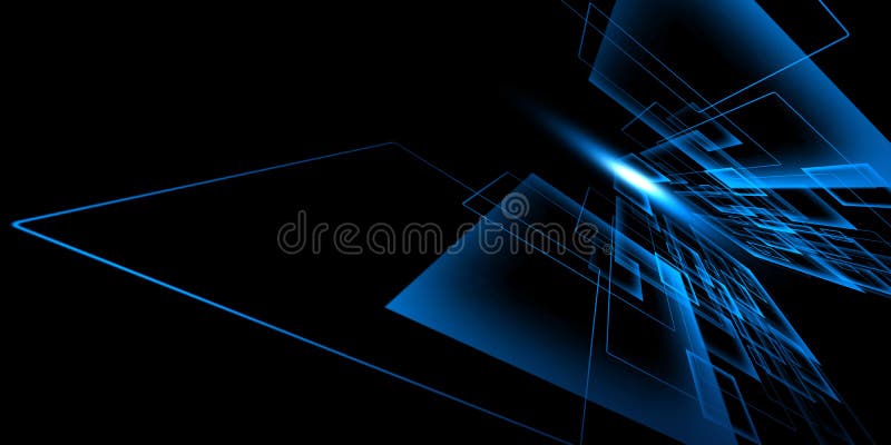 Blue Abstract Technology Background with Square Stock Illustration ...