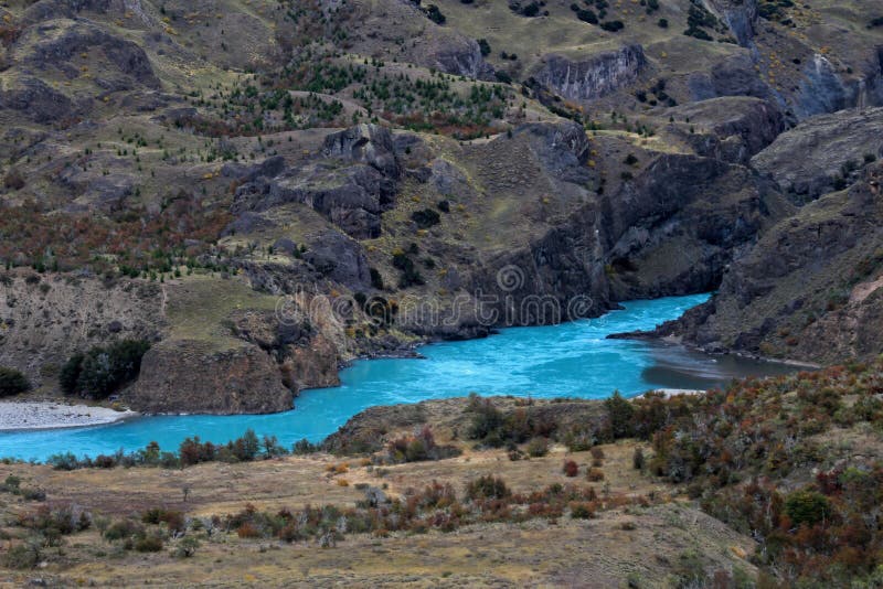 Beautiful Blue Baker River, Carretera Austral, Patagonia, Chile Stock ...