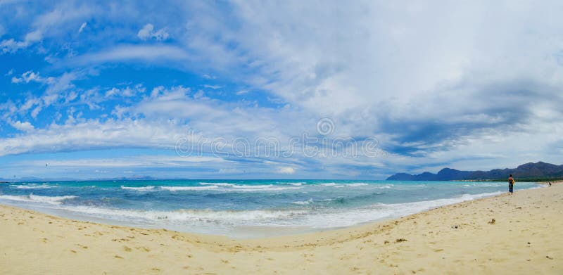 Beautiful Blue Beach Panoramic Sea View Stock Image - Image of concept ...
