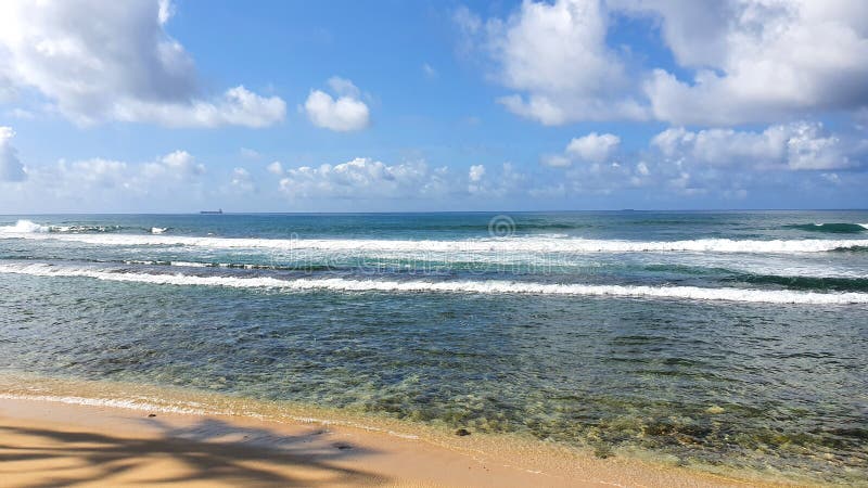 Beautiful Blue Beach with Sand & Sea Waves Stock Image - Image of water ...