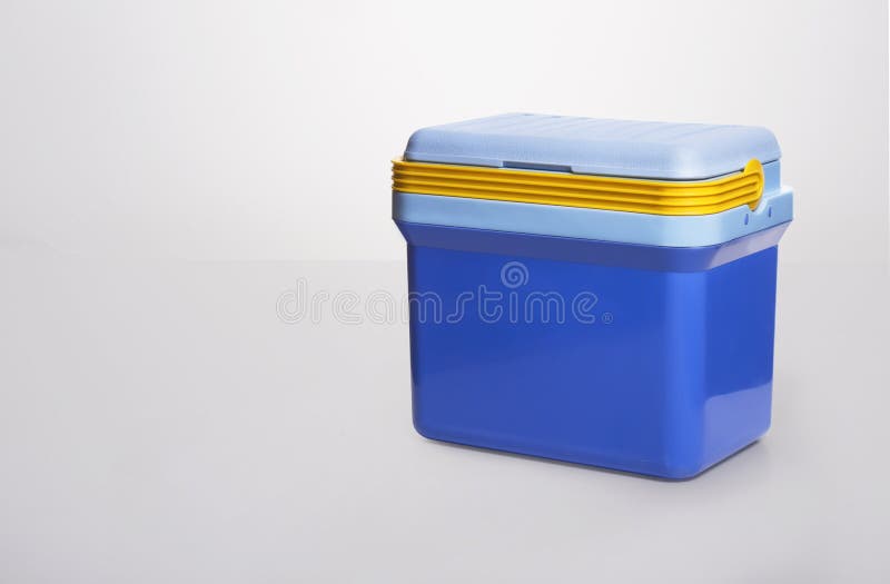 Blue Cooler Bag Filled with Plastic Bottle and Boxes Stock Image ...