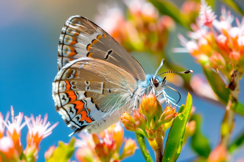 Beautiful Blue Copper Butterfly Rests among the Foliage of a Garden ...