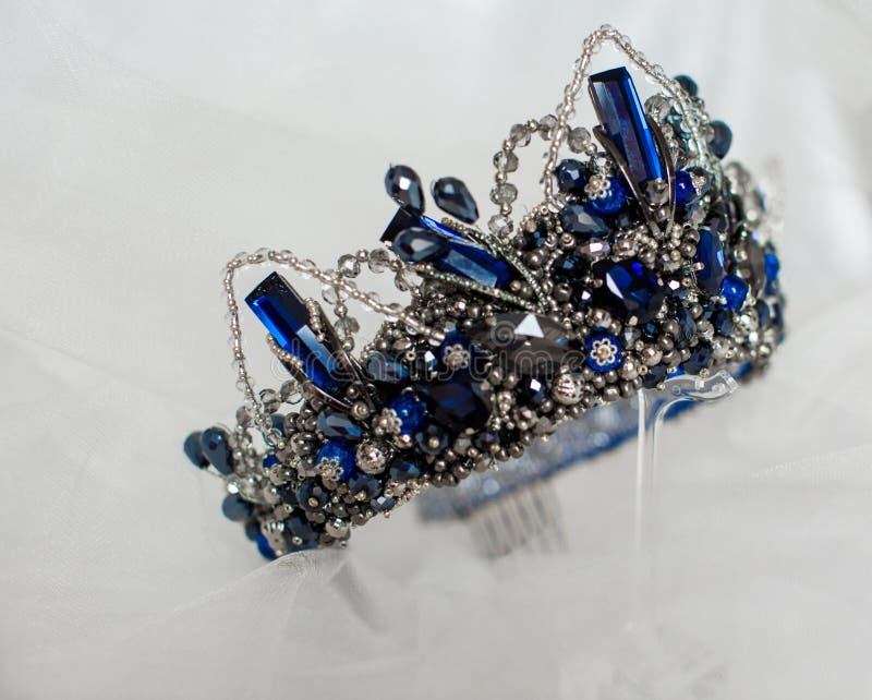 Beautiful Blue Crown on a Grey Background Stock Illustration ...