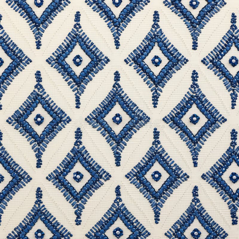 Beautiful Blue Decorative Fabric with White Diamonds Stock Illustration ...