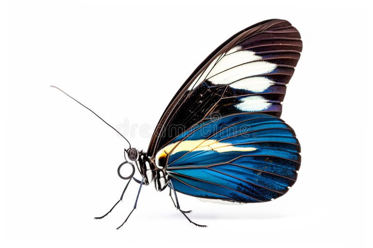 Beautiful Blue Doris Longwing Butterfly Isolated on a White Background ...