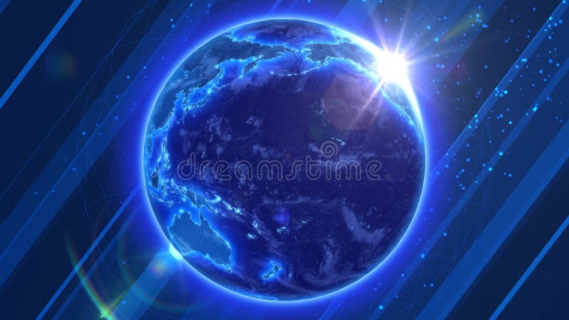 Beautiful Blue Earth with Shiny Sun on Abstract Background. Stock Video ...