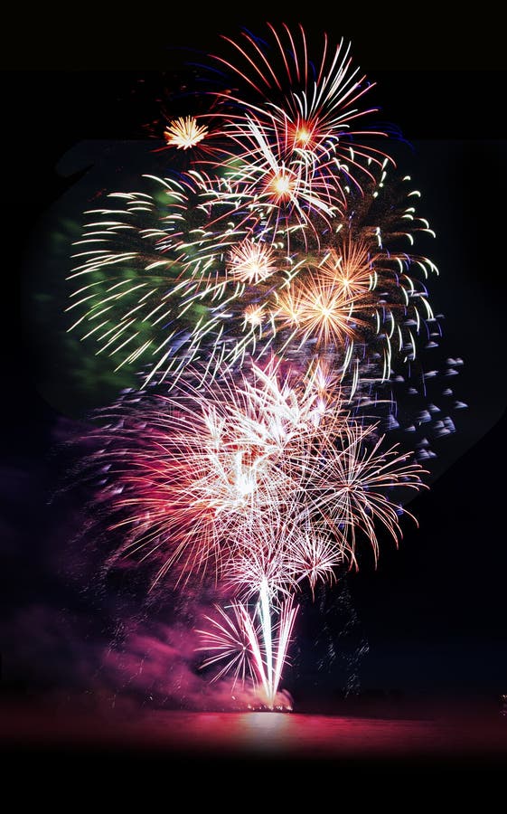 Fireworks in the night sky stock photo. Image of fireworks - 146381790