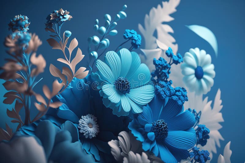 Beautiful Blue Floral Backdrop Stock Illustration - Illustration of ...