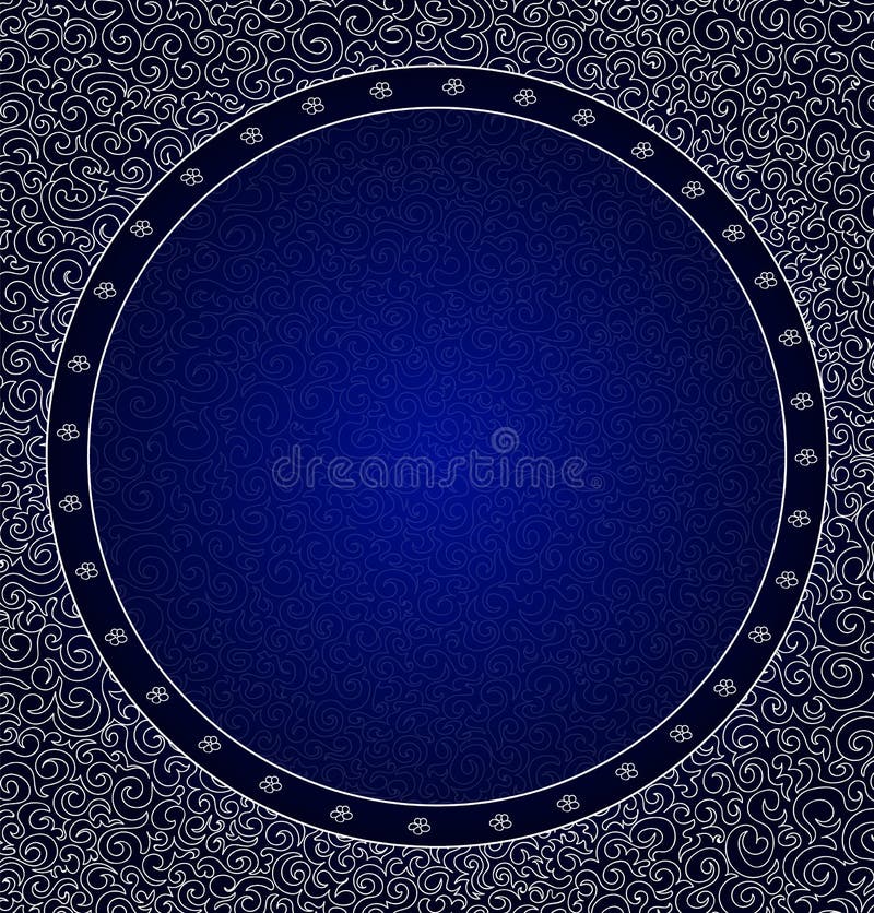 Beautiful Blue Frame with Curling Handwritten Elements. Vector ...