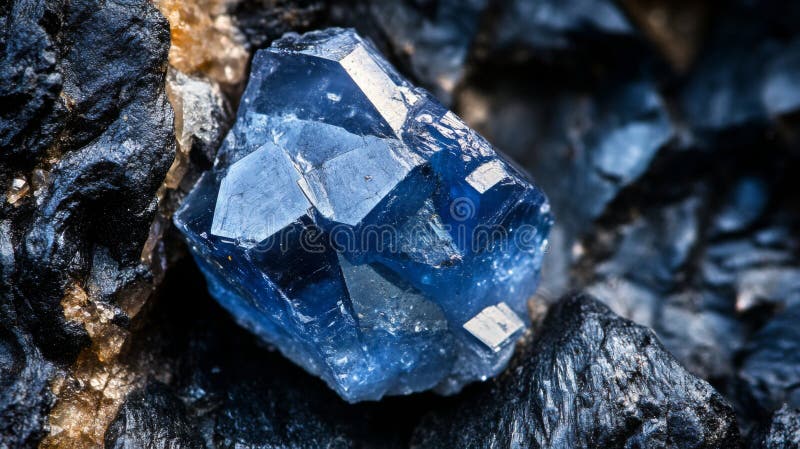 Beautiful Blue Gemstone with Metallic Highlights Resting on Dark ...