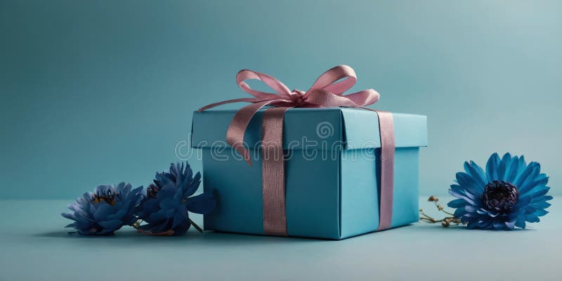Beautiful Blue Gift Box on an Aesthetic Birthda Ai Generated Stock ...