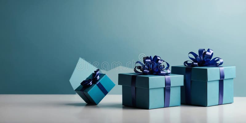Beautiful Blue Gift Box on an Aesthetic Work Pr Ai Generated Stock ...