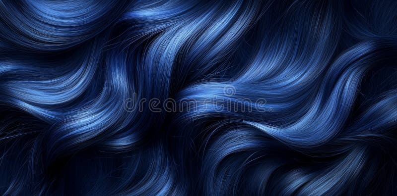 Beautiful Blue Hair Flows in a Gentle Wave Pattern, with Captivating ...