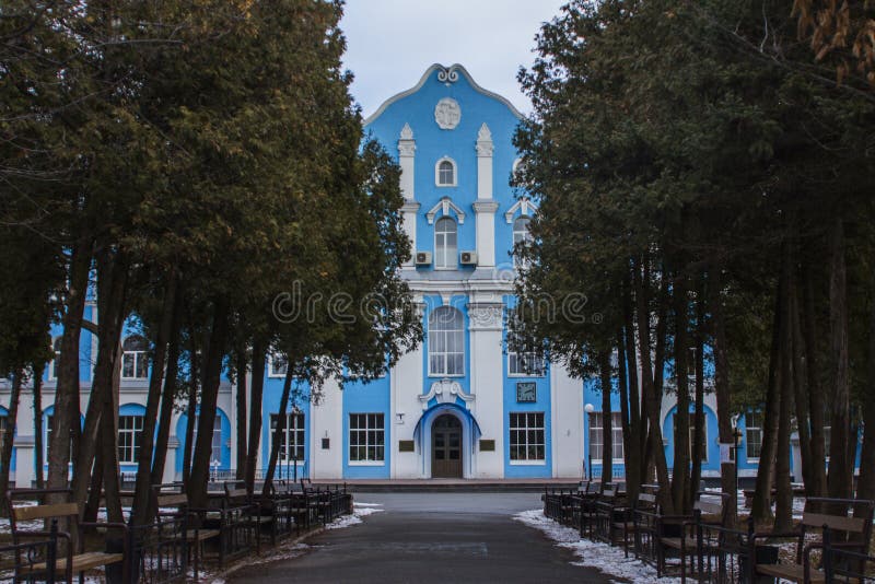 Beautiful Blue Historic Building in Kyiv. Ukraine Stock Image - Image ...