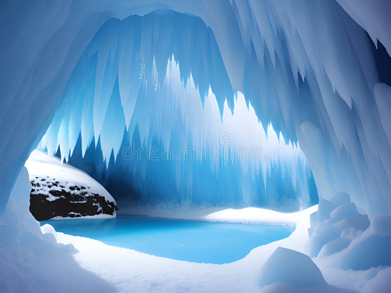 Beautiful Blue Ice Cave Background , AI Generated Stock Illustration ...