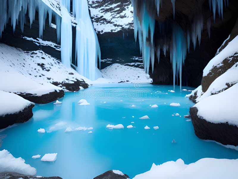 Beautiful Blue Ice Cave Background , AI Generated Stock Illustration ...
